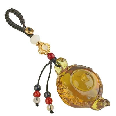 把把壶汽车钥匙挂件蜜蜡琥珀茶壶把把胡手把件随身麻将神器钥匙扣