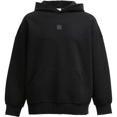 SEASON HIGH秋冬纯色简约舒适胸前皮标装饰时尚出街连帽卫衣男装