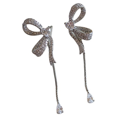 925纯银针蝴蝶流苏显脸小耳环