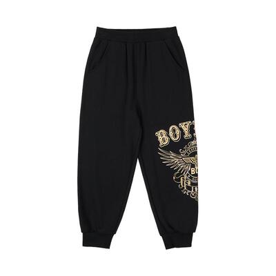 BOY童装 潮牌春秋新款长裤 百搭黑色宽松舒适休闲裤男女童中大童