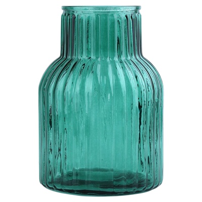 深绿色玻璃花瓶水培植物插花摆件