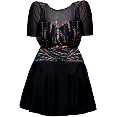 泡温泉大码遮肚裙式连体泳衣