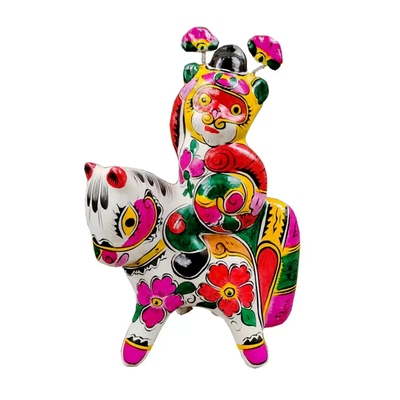 非遗文创纯手工彩绘泥塑马上封侯