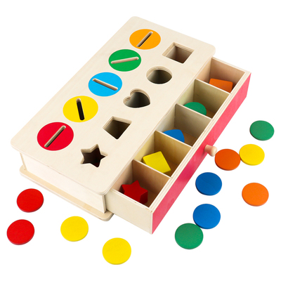 蒙氏形状分类盒投币盒颜色认知形状积木配对教具婴儿童1一2岁玩具