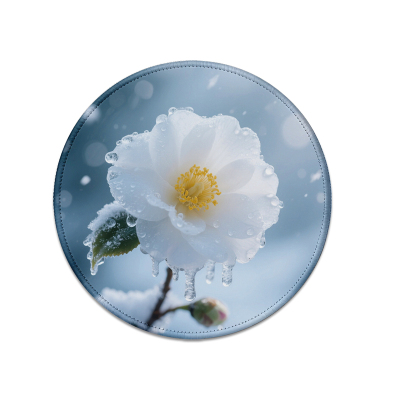ZO白茶花圆形便携小号鼠标垫