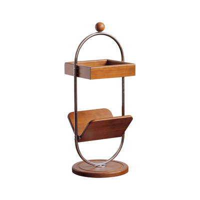 可移动边茶几中复古创意床头沙发实木包豪斯不锈钢双层书报置物架