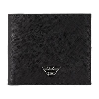 阿玛尼男士经典LOGO纹理感钱包