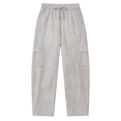 USHI悠时 潮流时尚日常休闲薄款浅灰弯刀裤休闲裤2026年春季男装