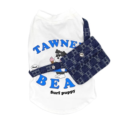 夏季透气小型犬牛仔包短袖T恤