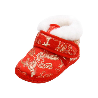 内联升传统儿童布鞋粘扣毛口棉鞋