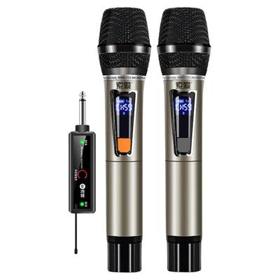 索爱充电无线麦克风U段家用KTV唱歌舞台演出专用一拖二金属话筒