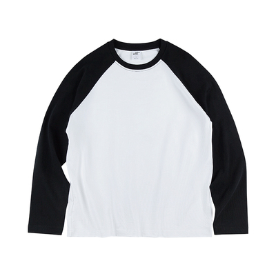 拼色撞色黑白圆领宽松廓形T恤