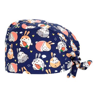 纯棉男女印花手术帽吸汗防尘宠物医院口腔牙科手术室花帽薄款透气