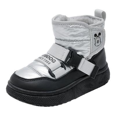 巴布豆童鞋儿童雪地靴2025新款冬季防水加绒男童雪地棉靴男孩靴子