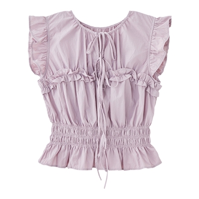 sly法式田园风优雅飞飞袖衬衫