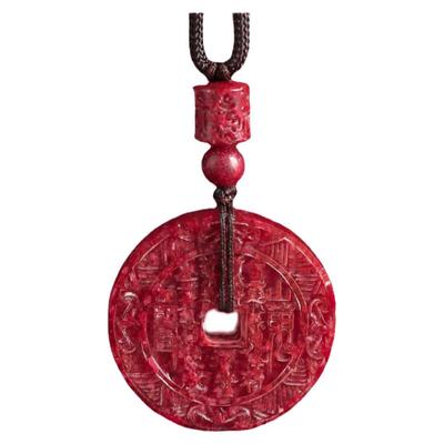 朱砂晶体通透光山鬼花钱钥匙扣