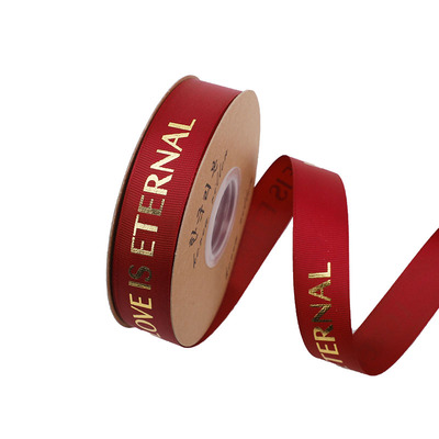 2.5烫金英文螺纹带diy花束丝带