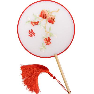 传统结婚扇新娘喜扇秀禾服团扇出嫁扇喜字中式手捧花绣扇订婚扇子