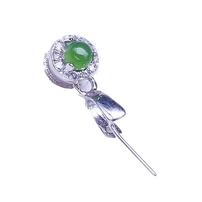 diys925翡翠碧玉纯银扣