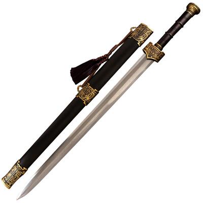 龙泉古羽越王宝剑刀剑铜装花纹钢