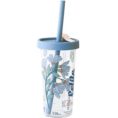 GOING HOME硅胶吸管高硼硅透明玻璃夏日水杯高颜值女生大容量杯子