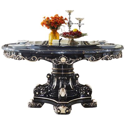 欧式风黑檀色家用酒店带转盘圆桌