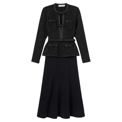 self-portrait亮片针织连衣裙