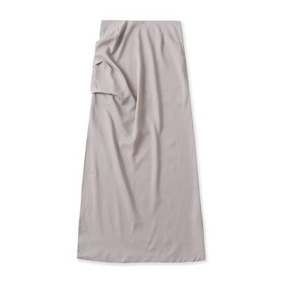 半身裙  夏季新款外贸女装自然腰侧隐形拉链包臀开叉中长裙32654