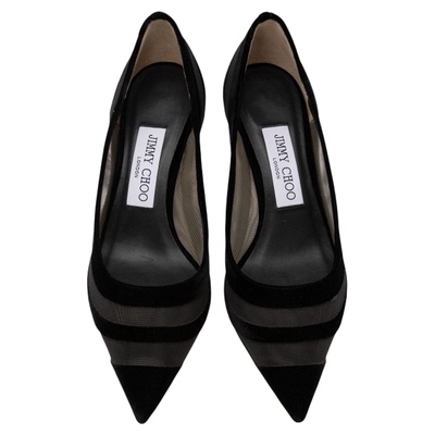 JIMMY CHOO 周仰杰新款女士丝绒拼接尖头细跟高跟鞋银泰 301604