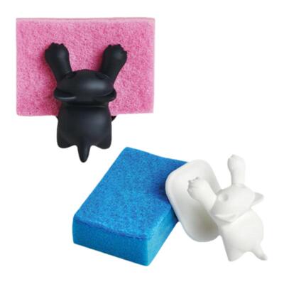 免打孔小猫海绵抹布肥皂收纳架