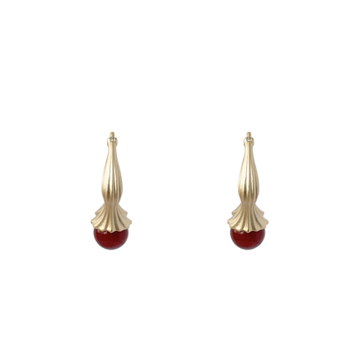 THING OF E【福至】系列 灯笼元素玛瑙耳环 复古感玛瑙红色耳饰