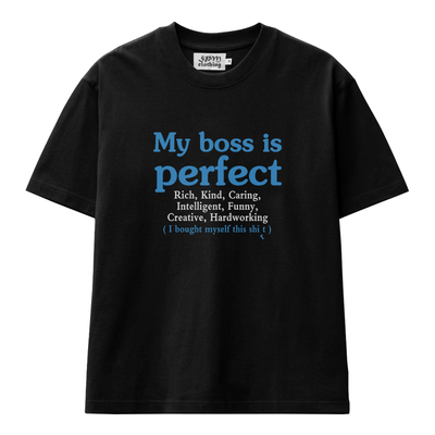 My boss is perfect夏季新款短袖t恤宽松休闲纯棉百搭男女情侣