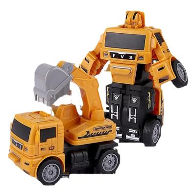 撞击变形工程车惯性机器人挖掘机吊车搅拌车消防车儿童玩具车礼物