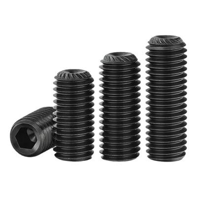 12.9级DIN916K无头机米凹端滚花带齿内六角紧定螺丝M3-M16*4*8-50