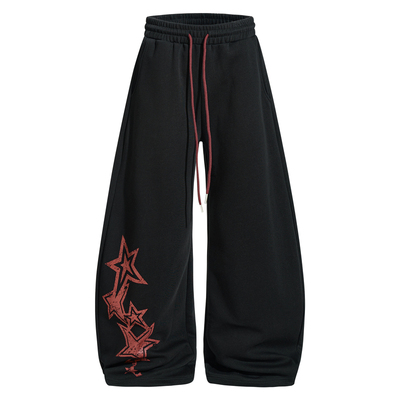 jazz美式星星印花辣妹风弯刀裤