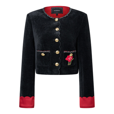 【商场同款】MAXRIENY宫廷复古绣花H型截短外套25冬款达可罗曼风