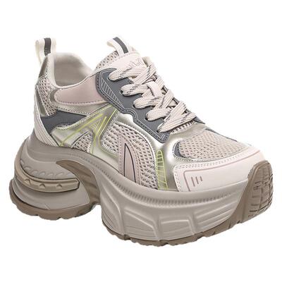 网面透气老爹鞋女内增高显脚小