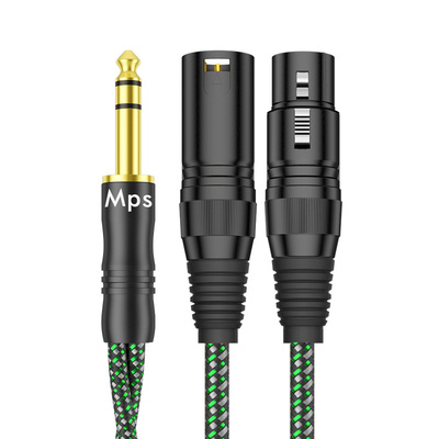 Mps发烧HiFi单晶铜6.5转卡侬公母TRS大三芯6.35一分二连接音频线