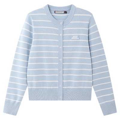 ELLEACTIVE条纹学院风针织外套