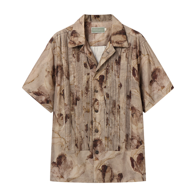 半片花瓣可机洗铜氨丝暗花衬衫