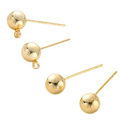 18k金耳针纯银diy球针饰品配件