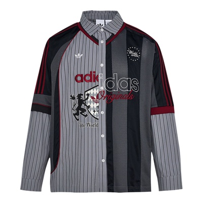 Adidas/阿迪达斯官方正品三叶草男士潮流休闲提花长袖衬衫KY2152