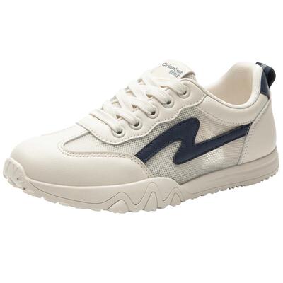 低跟系带小白鞋大东圆头时尚休闲