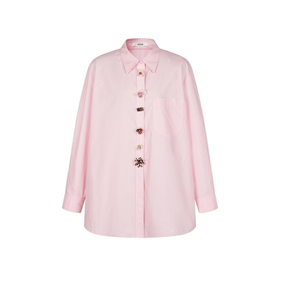 none欧若风单排扣100%纯棉衬衫