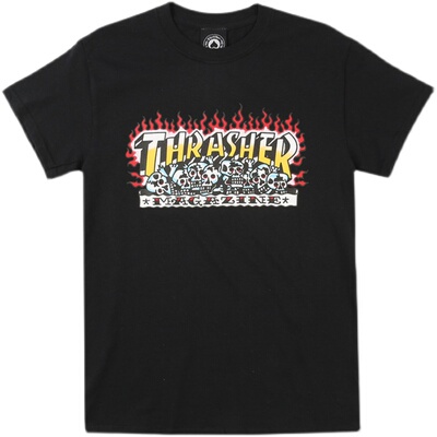 限定摇滚鬼火骷髅火焰短袖