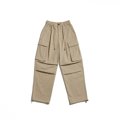 Blessed Folks大口袋休闲男女同款美式宽松阔腿人字纹工装长裤