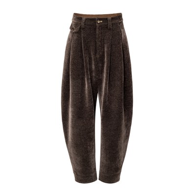 BALIANG「捌樑」 蔓'Vine' 灯芯绒立体锥形萝卜裤撞色麂皮裤长裤