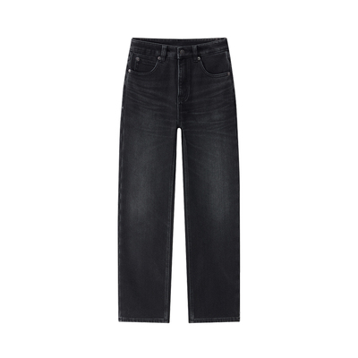 3D打印夹鹅绒牛仔裤女加厚阔腿裤