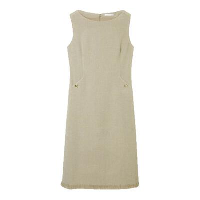 OVV秋冬女优雅一字领修身流苏无袖背心连衣裙GQLWJ34104A