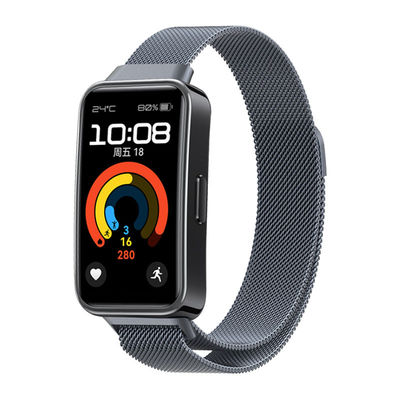 适用huawei华为手环11/10/9/8表带11pro金属米兰磁吸老钱风擎云H3540手表带NFC版质感女简约精钢手链款腕带